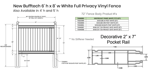 6ft Vinyl Privacy Fencing - Lexington Vinyl Privacy Fence